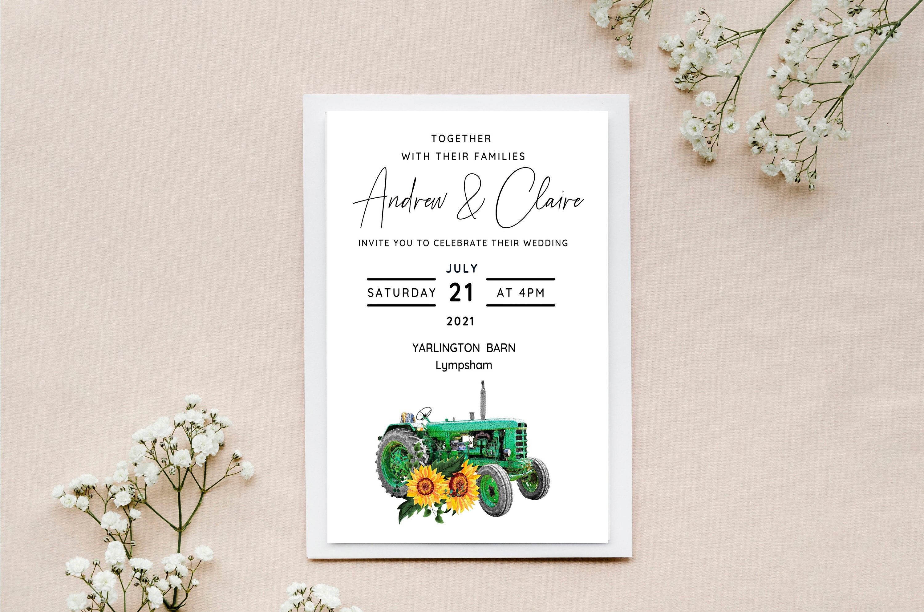 Barn Wedding Invitation/tractor Wedding Invitation/farm Theme Wedding ...
