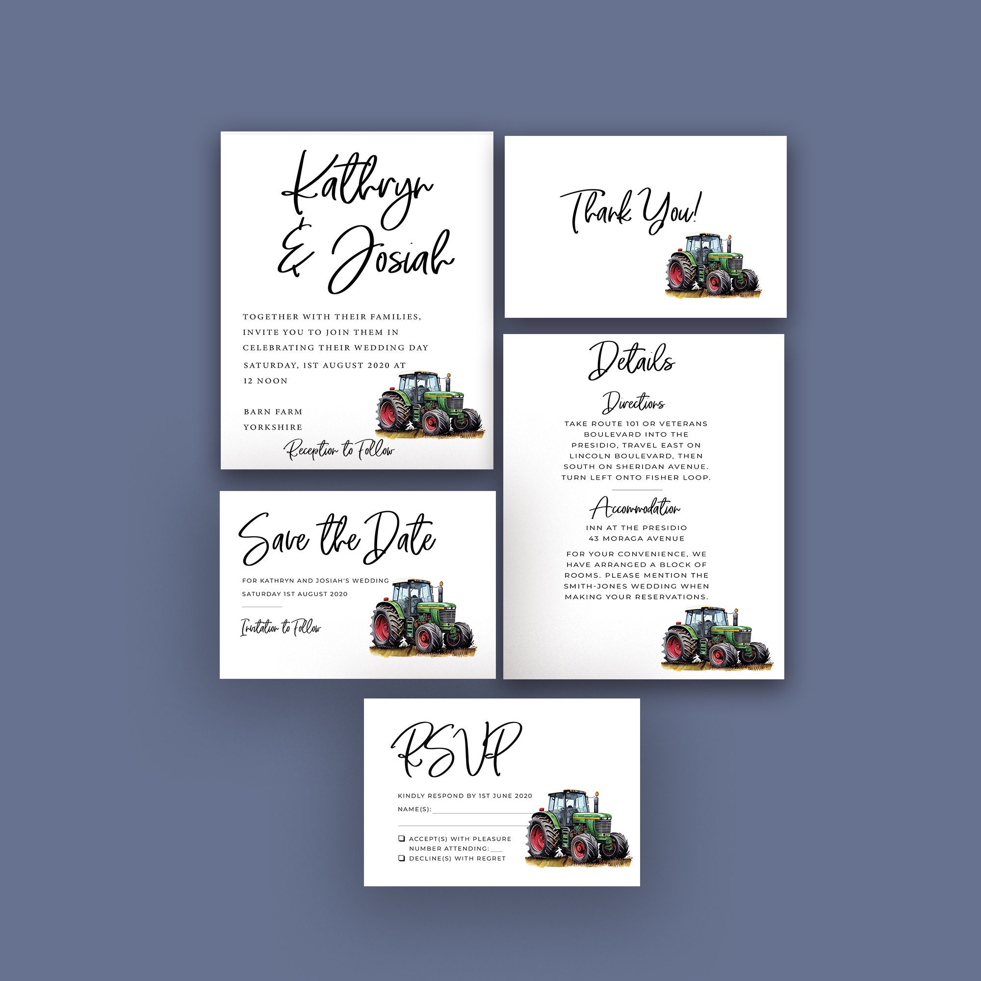 Printed Tractor Wedding Invitation/farm Wedding - Etsy