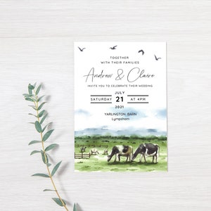 Rustic Dairy Cow Wedding Invitation, Farm Theme - Etsy UK