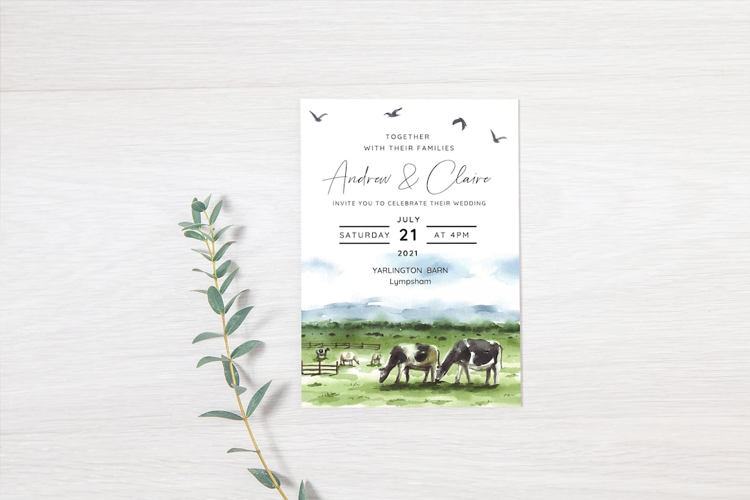 Barn Wedding Invitation/cow Wedding Invitation/dairy Farm Theme Wedding ...
