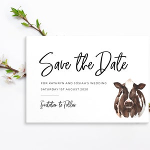 Printed Cow Wedding Invitation Suite/farm Wedding Invitation/farm Theme ...