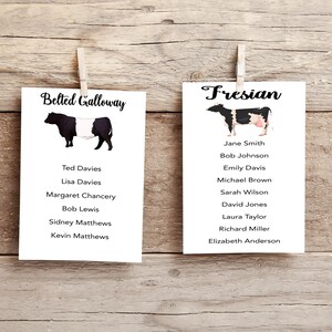 Farm Wedding Table Plan Cow Theme Wedding Decor Rustic Wedding Table ...