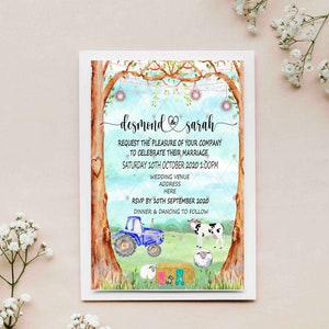Farm Theme Wedding Invitation: Rustic Barn Illustration - Etsy UK