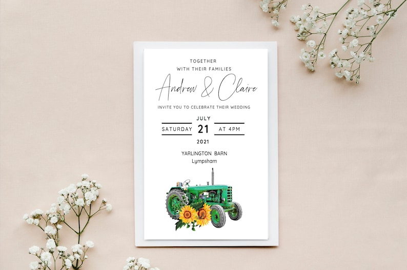 Barn Wedding Invitation/tractor Wedding Invitation/farm Theme - Etsy