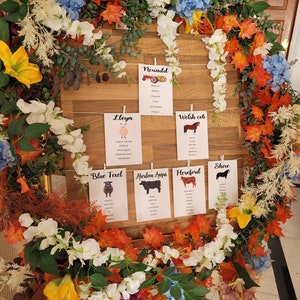 Farm Wedding Table Plan Cow Theme Wedding Decor Rustic Wedding Table ...