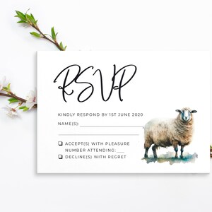 Printed Sheep Wedding Invitation/farm Wedding Invitation/farm Theme ...