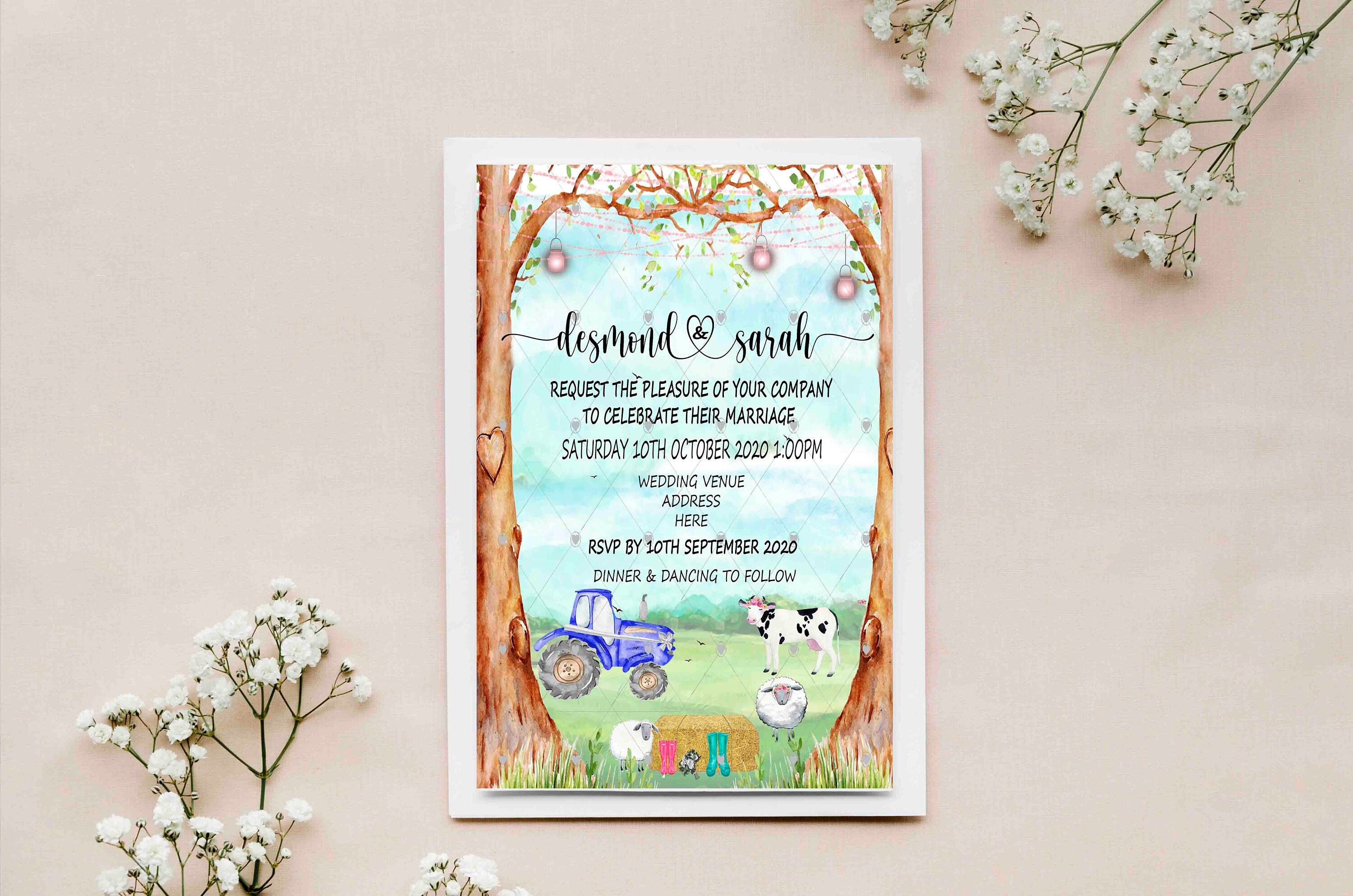 Farm Theme Wedding Invitation: Rustic Barn Illustration - Etsy UK