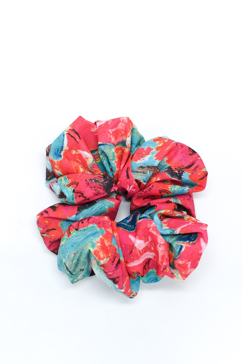 Set of Two Oversized Zero Waste Floral Scrunchies Handmade in USA With ...