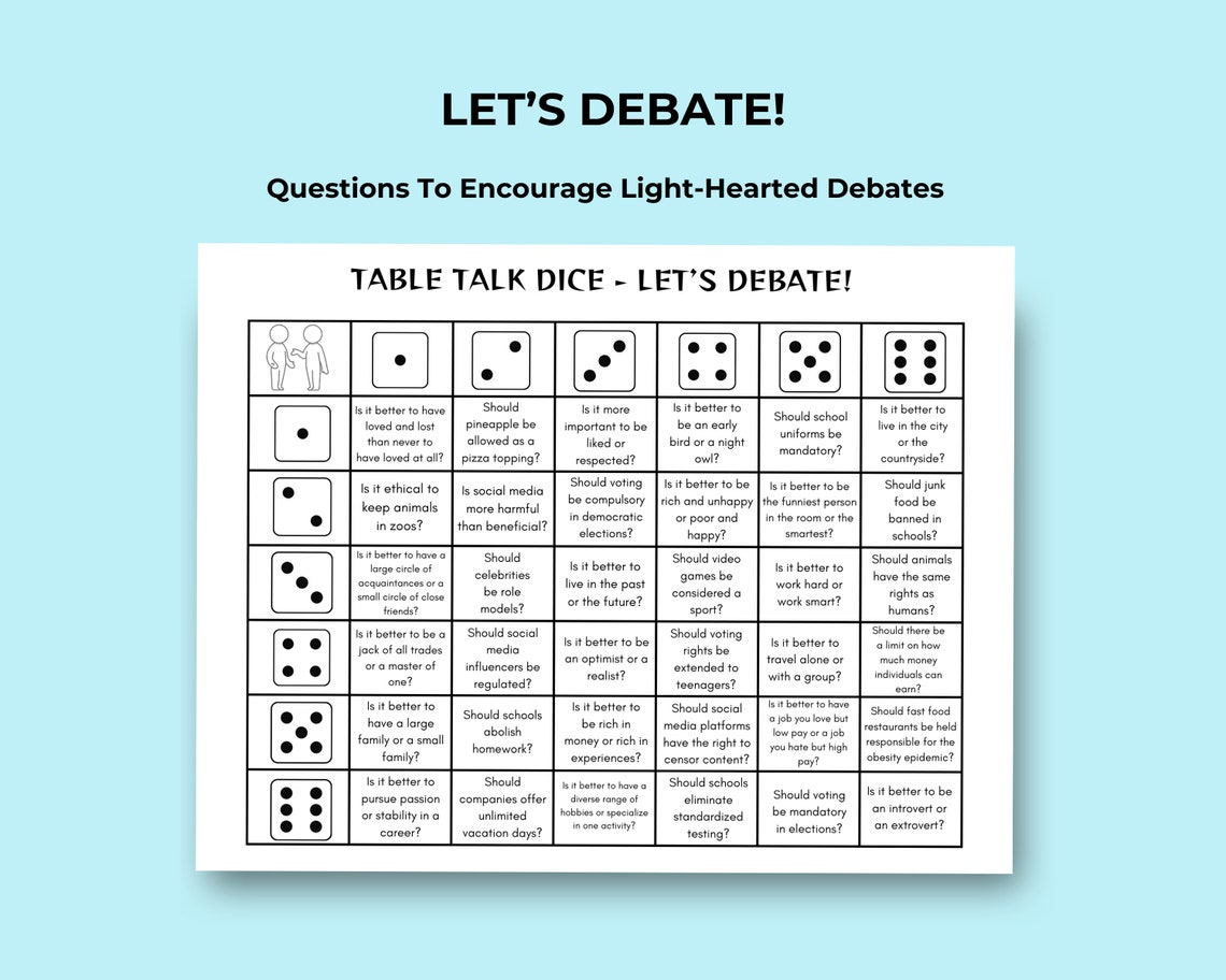 Getting to Know You Games Dice Breaker Game Table Talk Questions ...