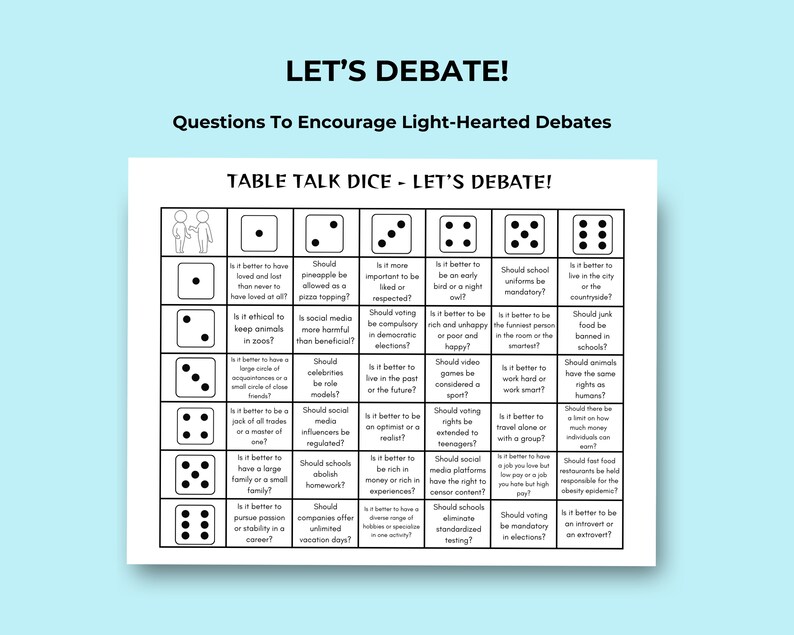 Getting to Know You Games | Dice Breaker Game | Table Talk Questions ...