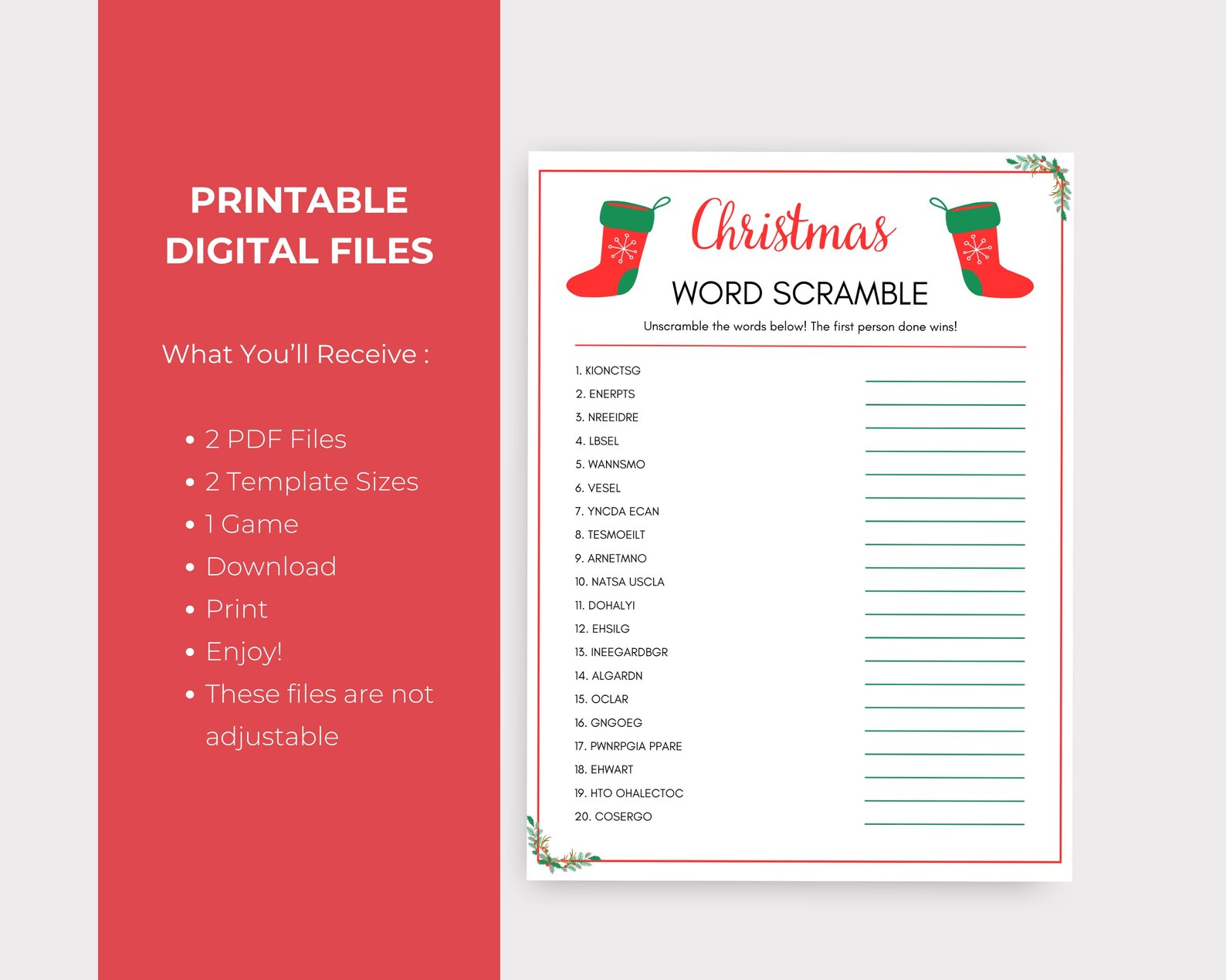Christmas Word Scramble Game: Holiday Party Icebreaker (digital ...