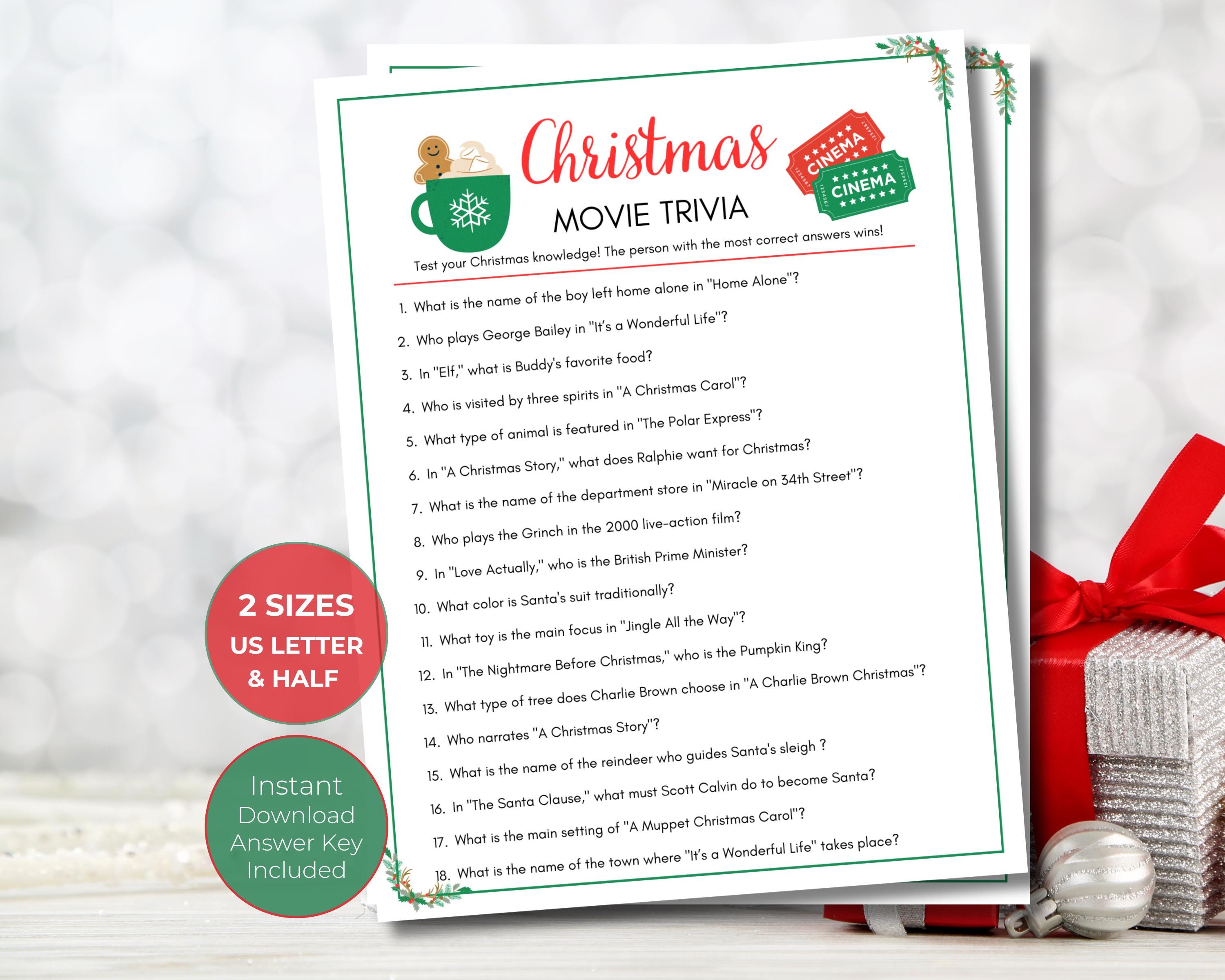Christmas Movie Trivia Game, Christmas Trivia Printable Games ...