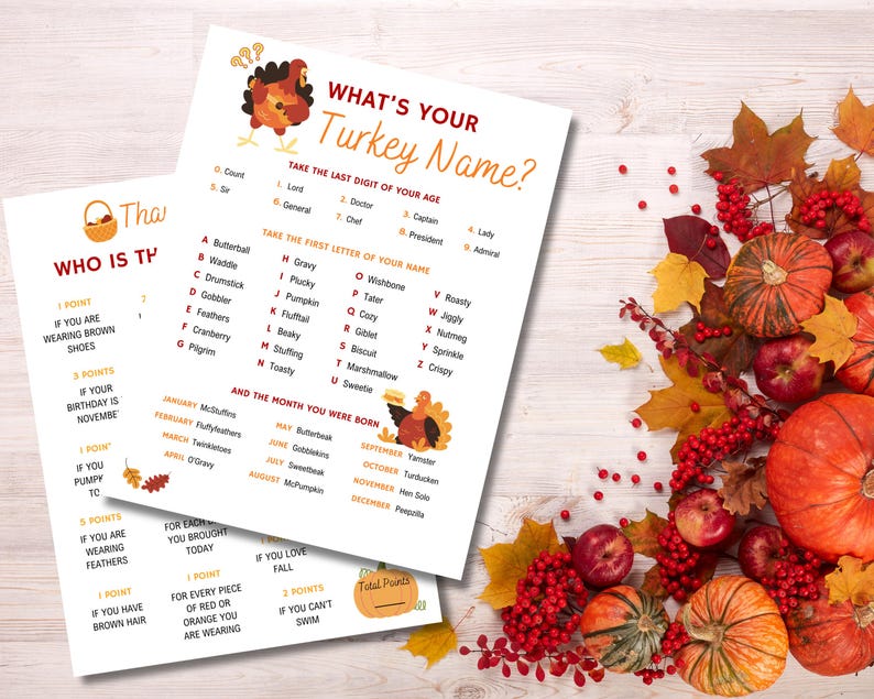 Thanksgiving Games: Family Dinner Party Icebreakers (PDF Download) - Etsy