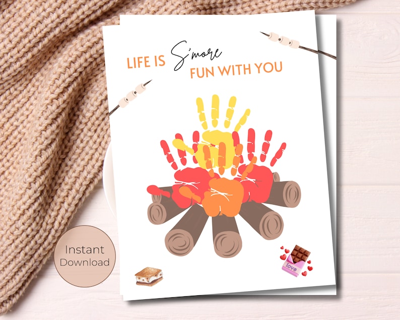 Campfire Handprint Art: Smore Fun Kids Craft (PDF, JPG) - Etsy