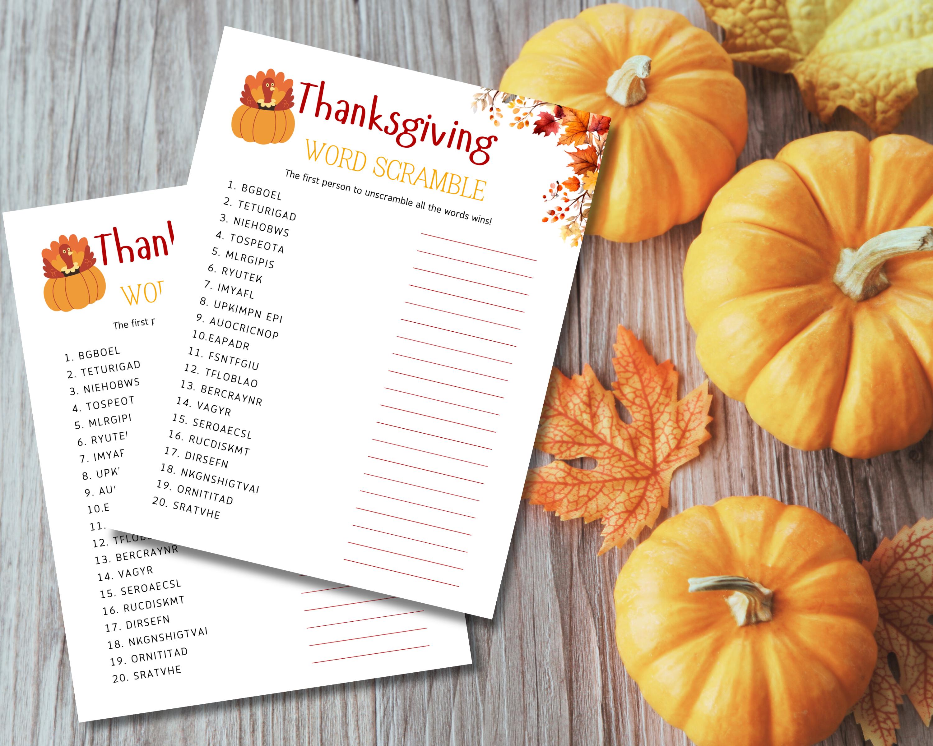 Thanksgiving Word Scramble Game: Printable Party Activity (PDF) - Etsy