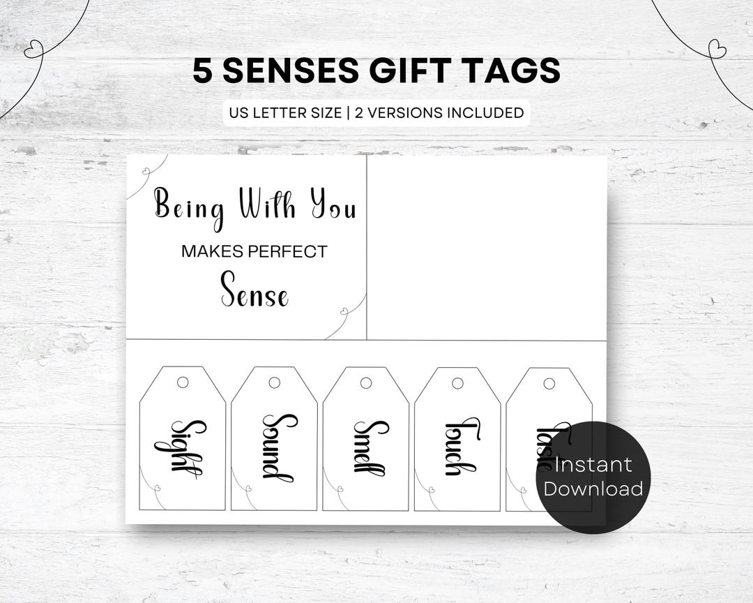 5 Senses Gift Tags, 5 Senses Printable, Five Senses Gift Bag Labels, 5 ...