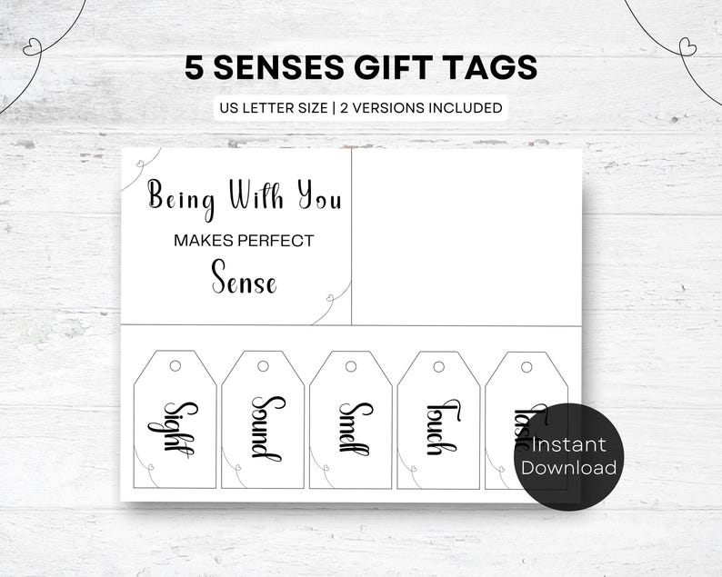 5 Senses Gift Tags, 5 Senses Printable, Five Senses Gift Bag Labels, 5 ...