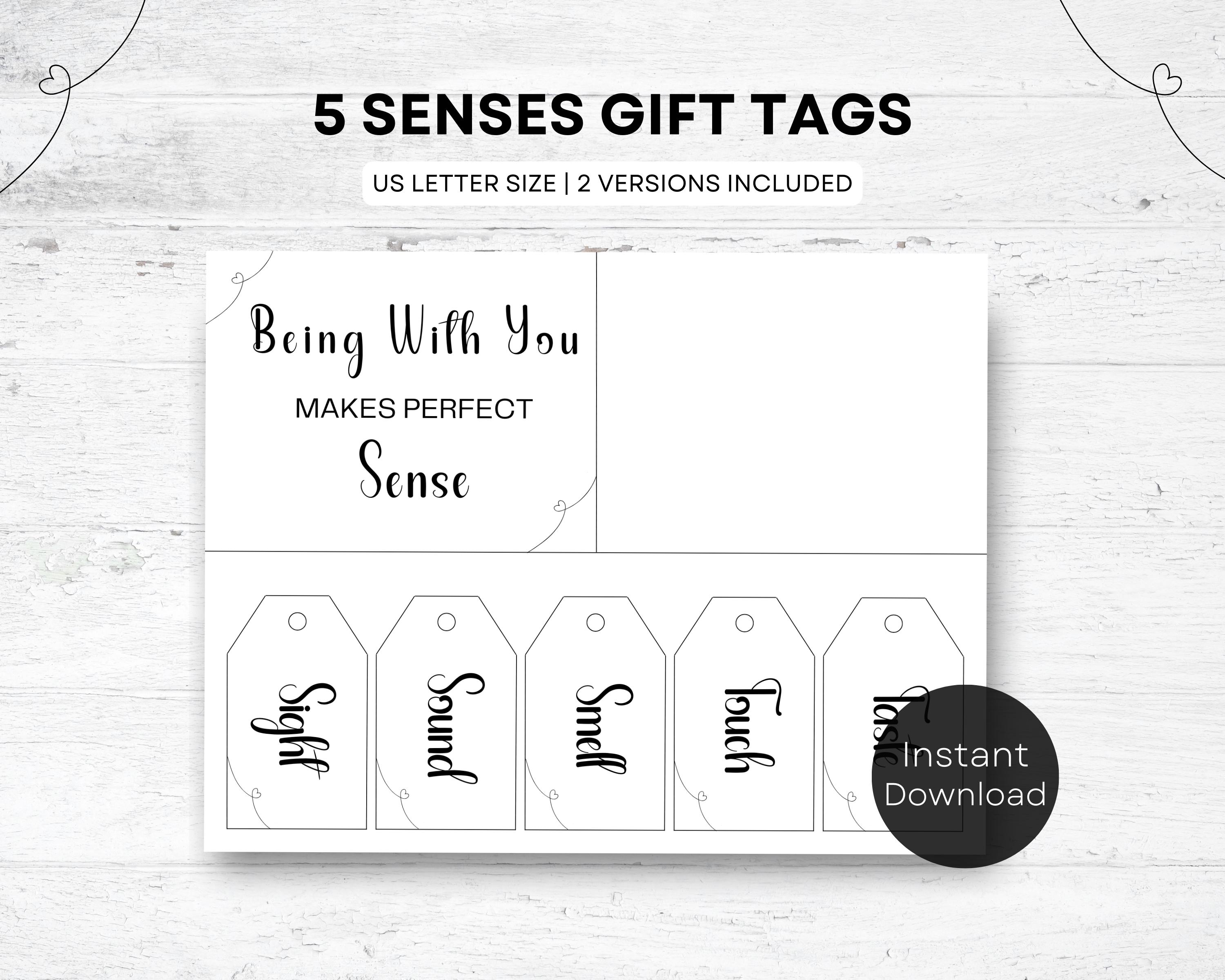 5 Senses Gift Tags, 5 Senses Printable, Five Senses Gift Bag Labels, 5 ...