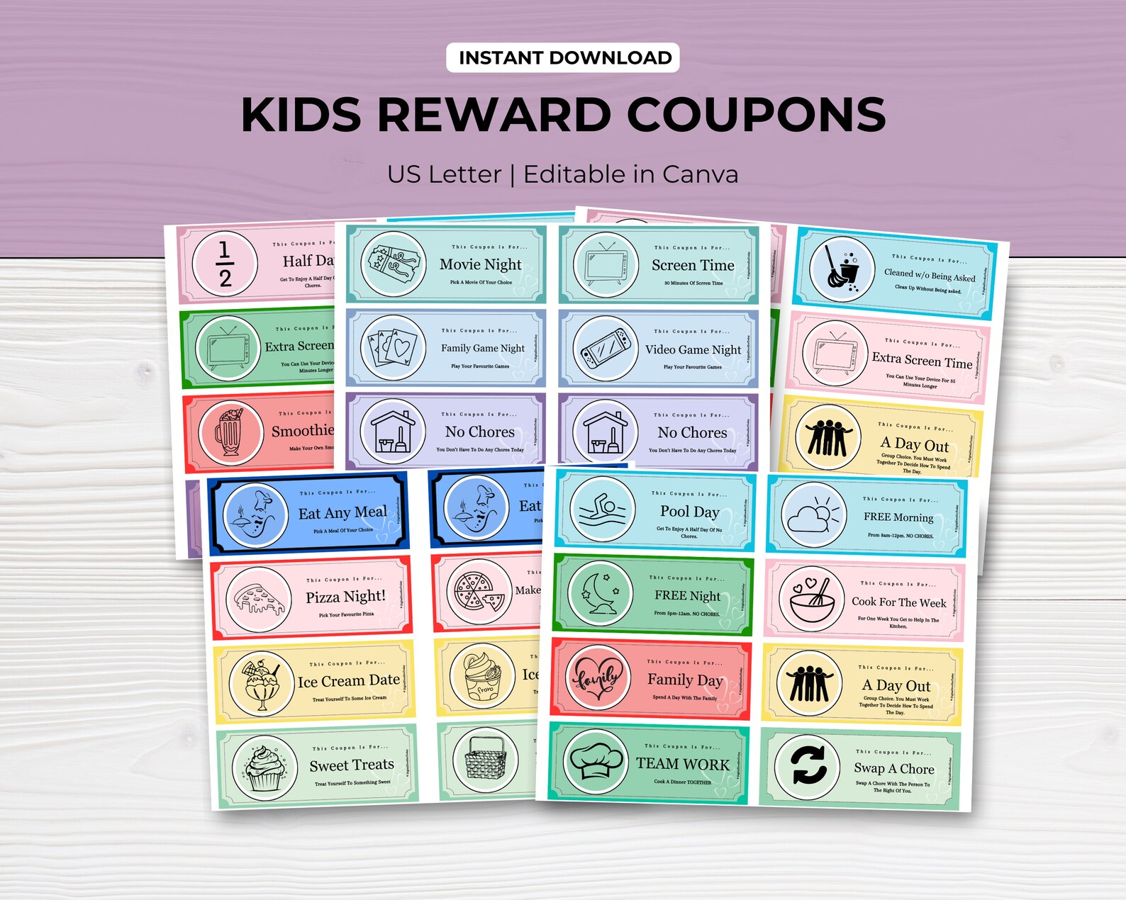 Editable Kids Coupons | Reward Coupons for Kids | Kids Reward Coupons ...