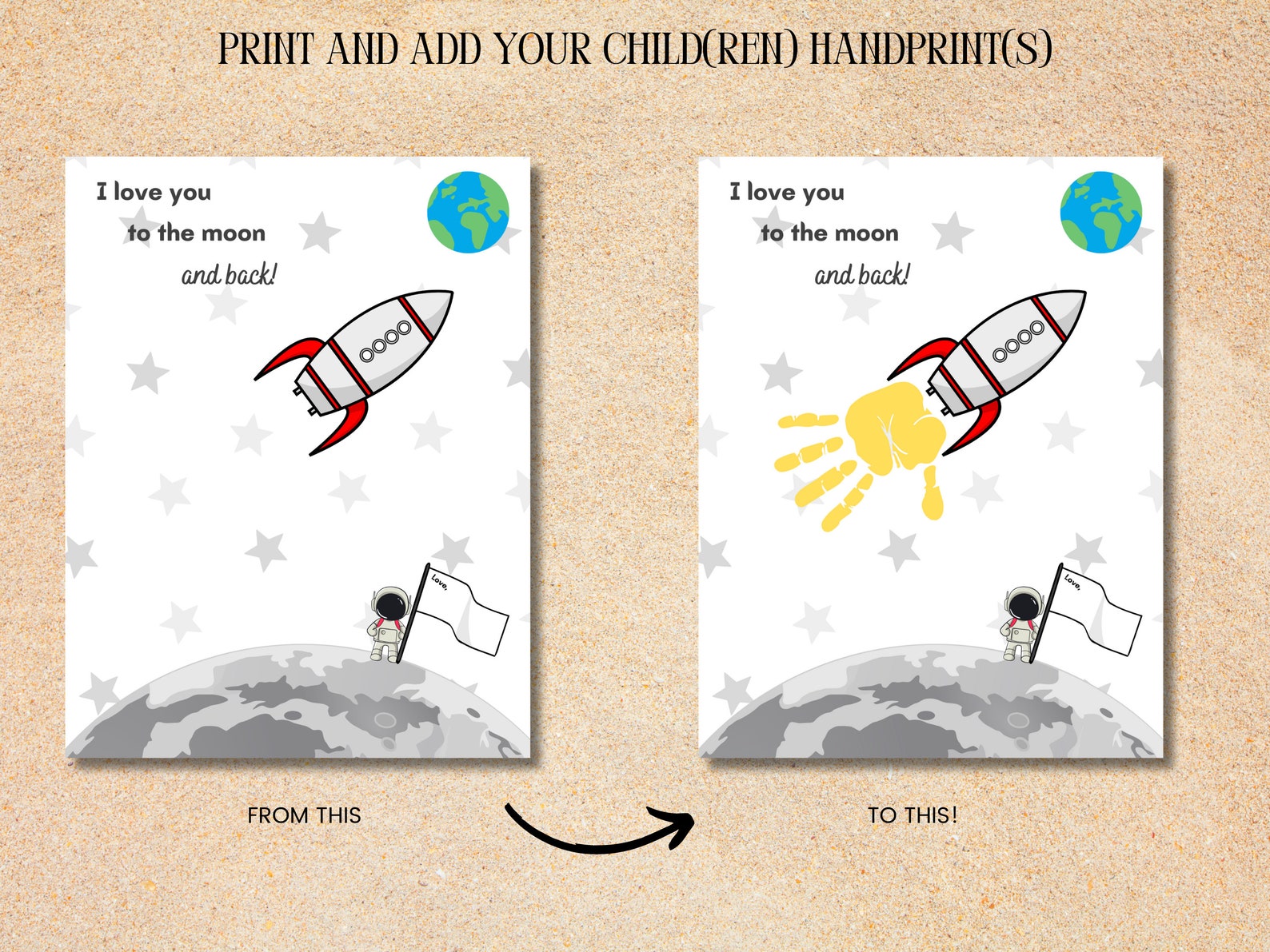 I Love You to the Moon and Back Handprint Handprint Art for - Etsy