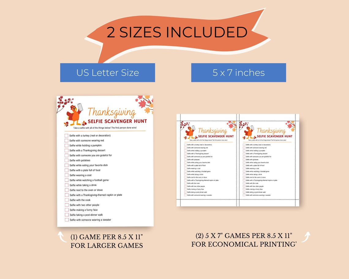 Thanksgiving Selfie Scavenger Hunt, Adult Scavenger Hunt, Thanksgiving ...