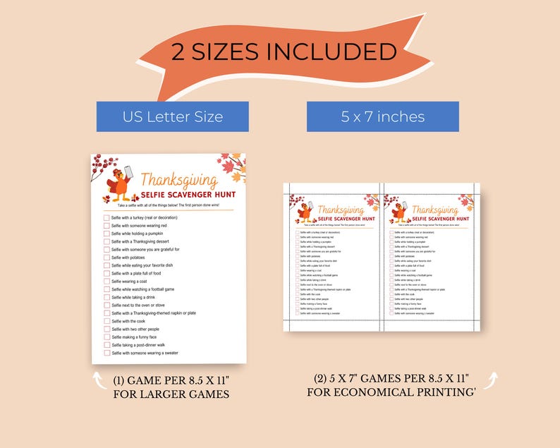 Thanksgiving Selfie Scavenger Hunt, Adult Scavenger Hunt, Thanksgiving ...