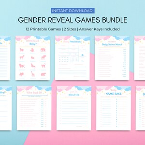 Gender Reveal Games Bundle | Virtual Baby Shower Games | Gender Reveal ...