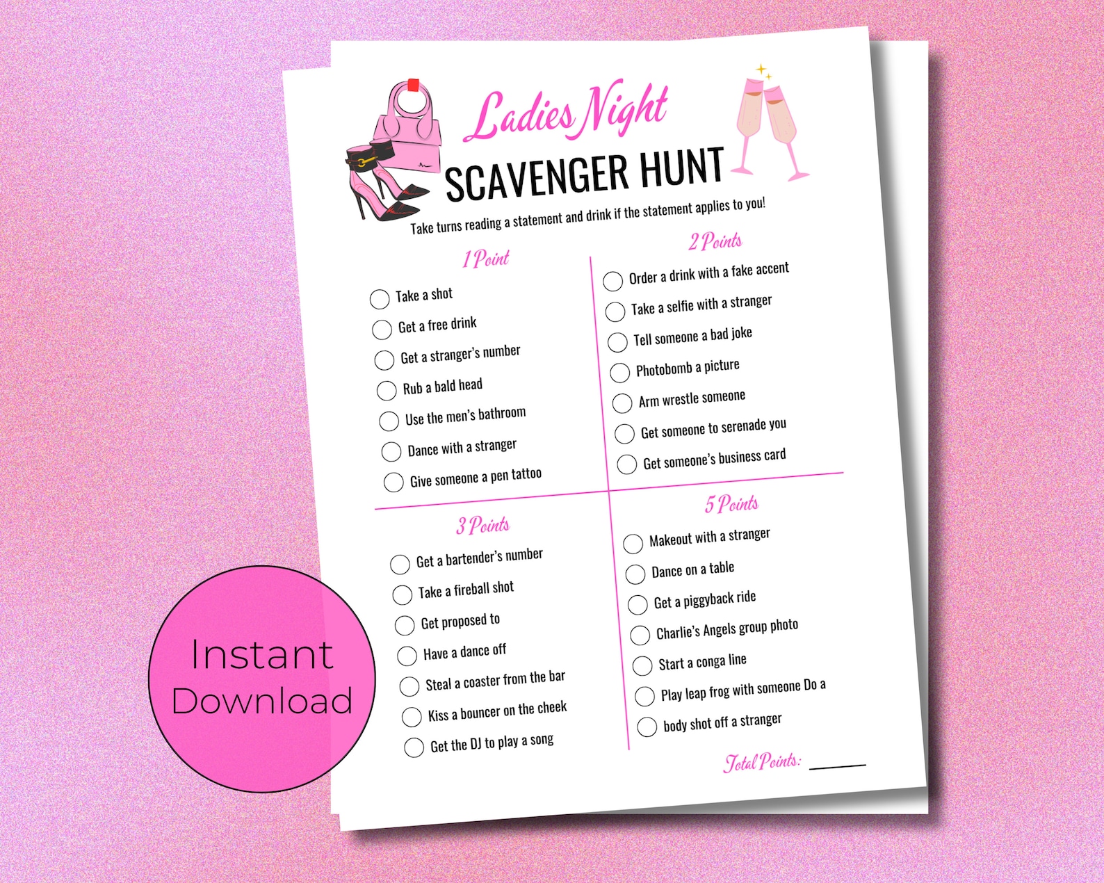 Ladies Night Scavenger Hunt | Bar Scavenger Hunt | Adult Scavenger Hunt ...