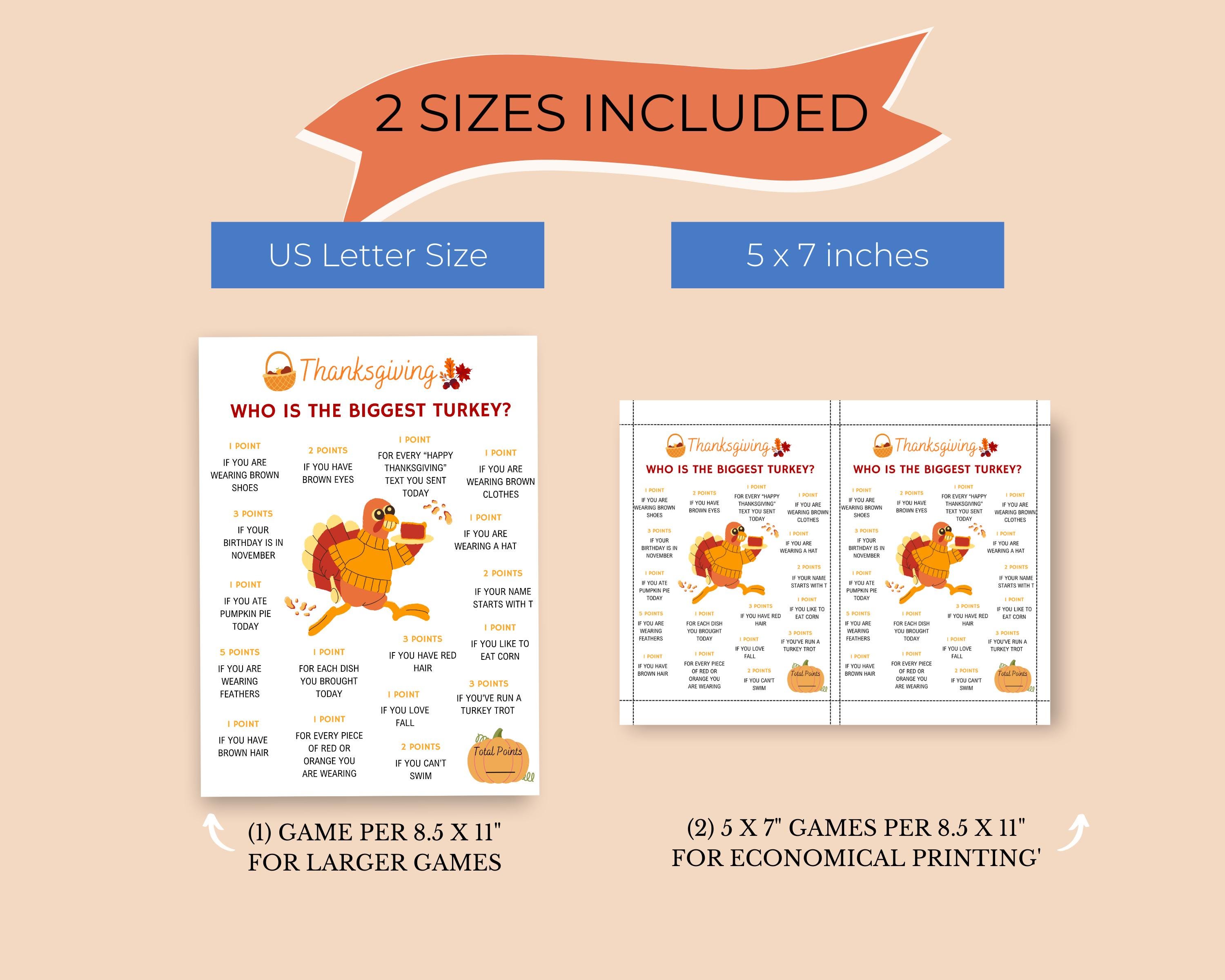 Who is the Biggest Turkey Game: Thanksgiving Friendsgiving Icebreaker ...