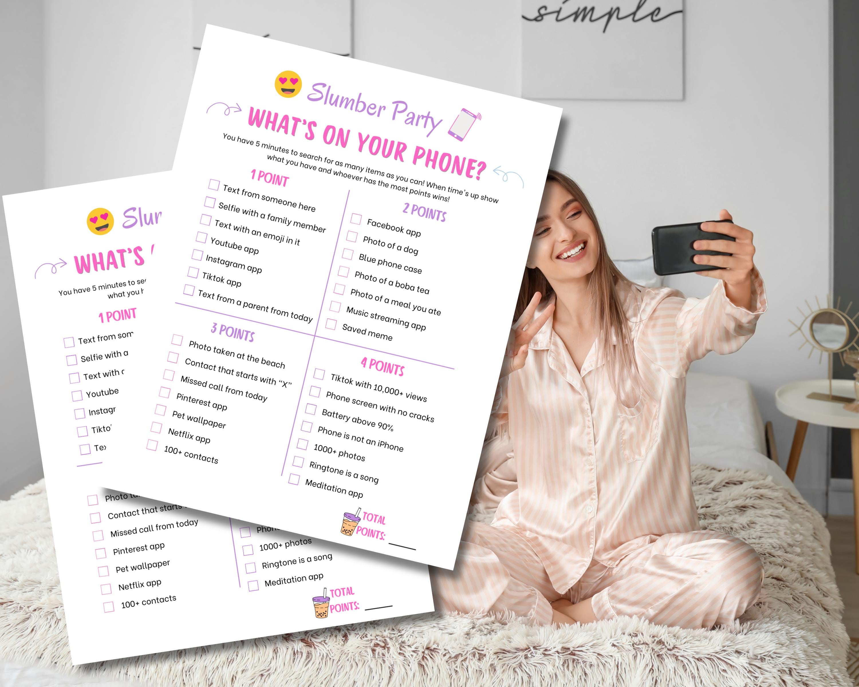 What's on Your Phone Game Teenager Birthday Games Slumber Party Games ...