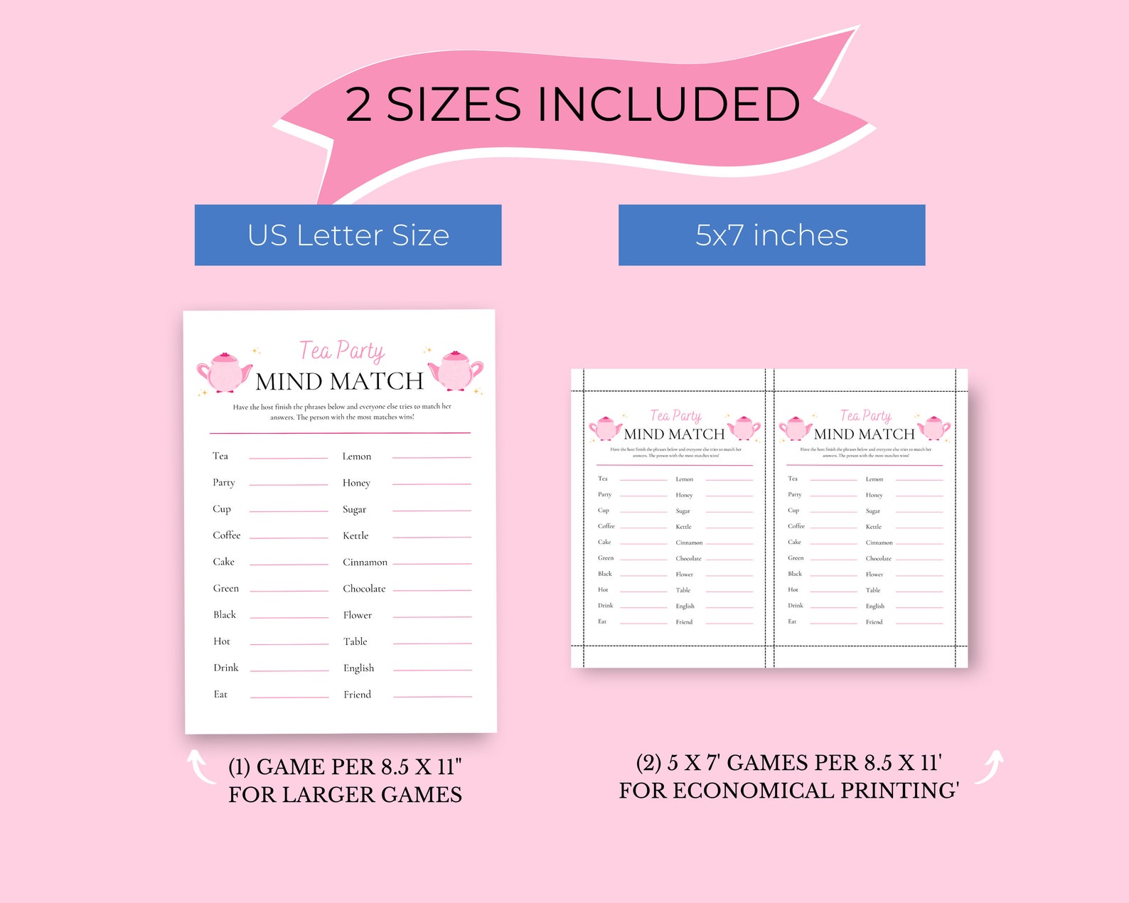 Mind Match Game | Tea Party Games Printable | Tea Party Activities ...