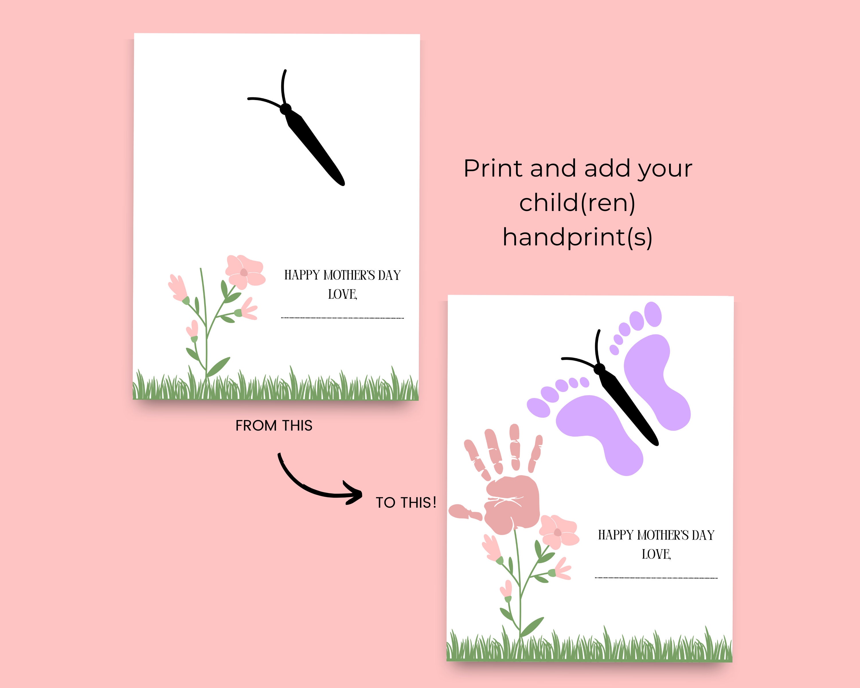 Mother's Day Handprint/footprint Keepsake Gifts From Kids Butterfly ...