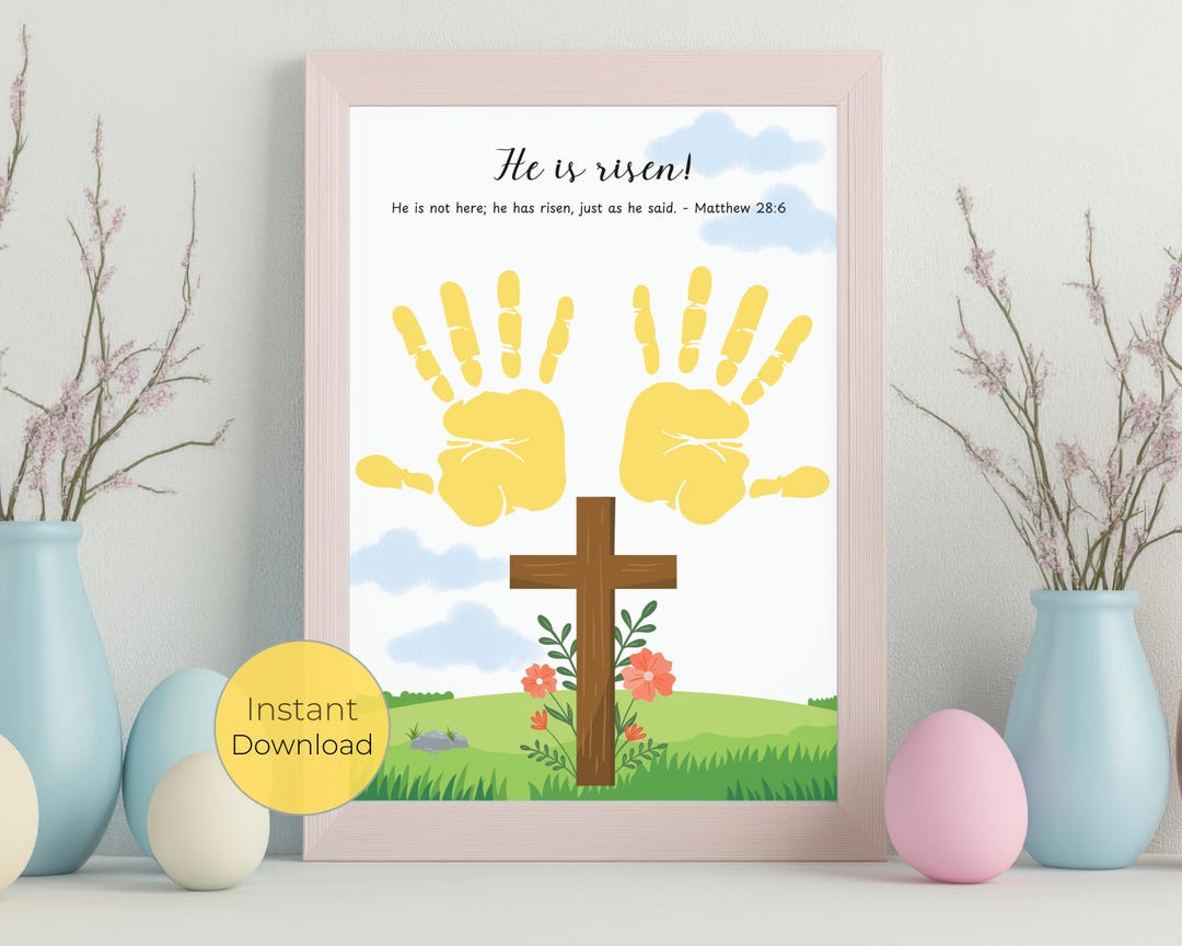 Religious Easter Handprint Craft, Sunday School Toddler Art Craft, He ...