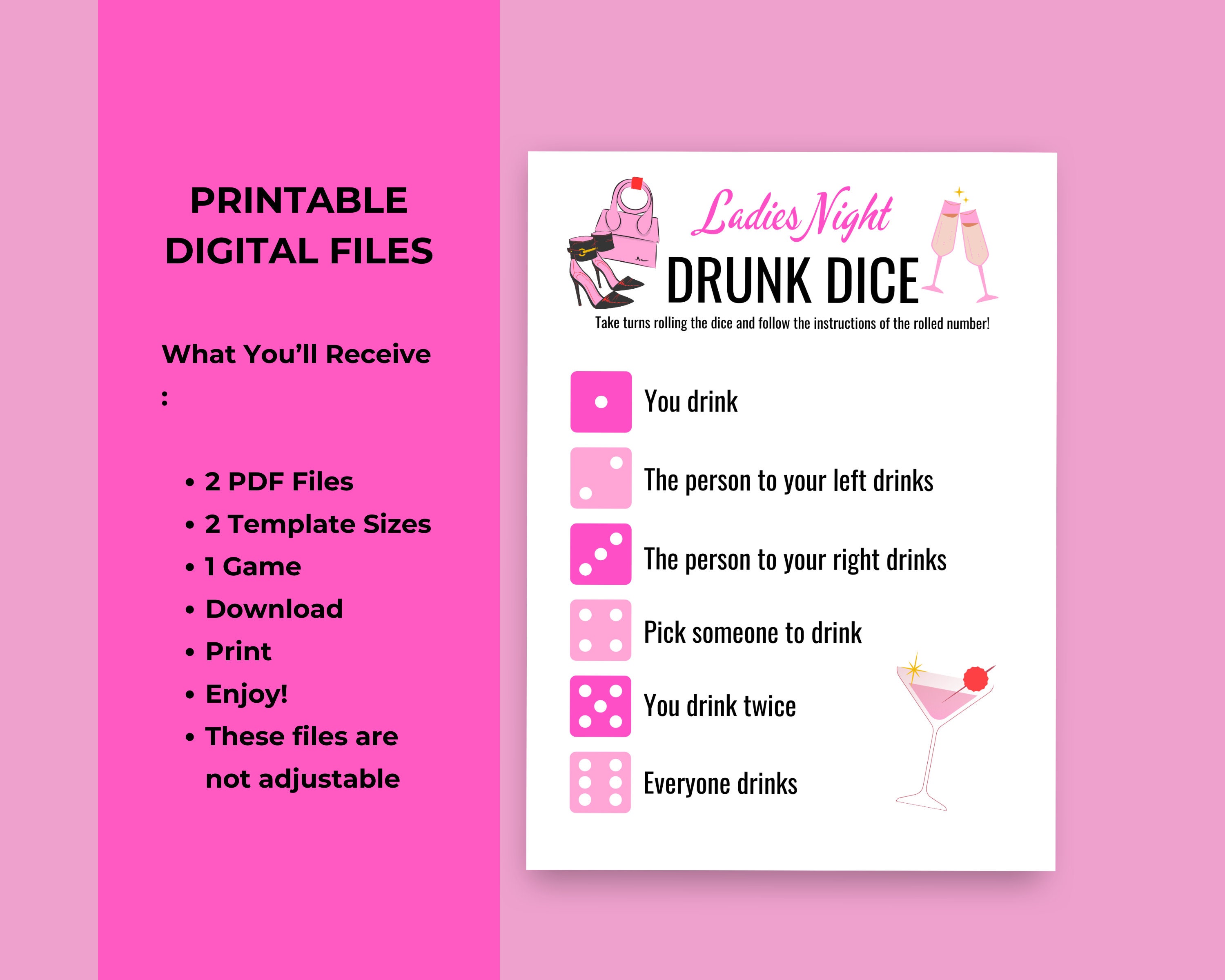 Drunk Dice Drinking Games for Girls Night Ladies Night Games Girls ...