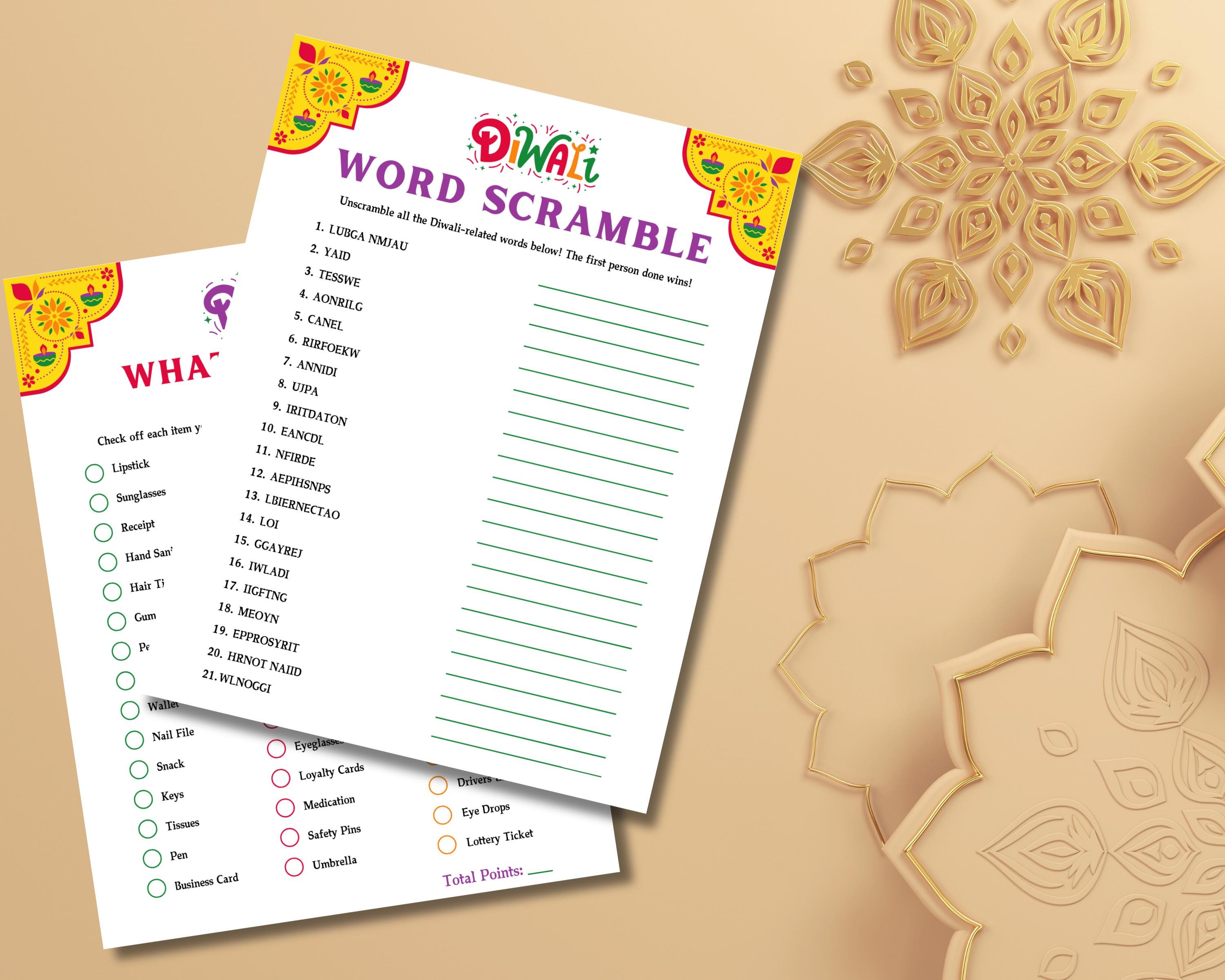 Diwali Party Games, Diwali Games Bundle, Indian Games, Diwali ...