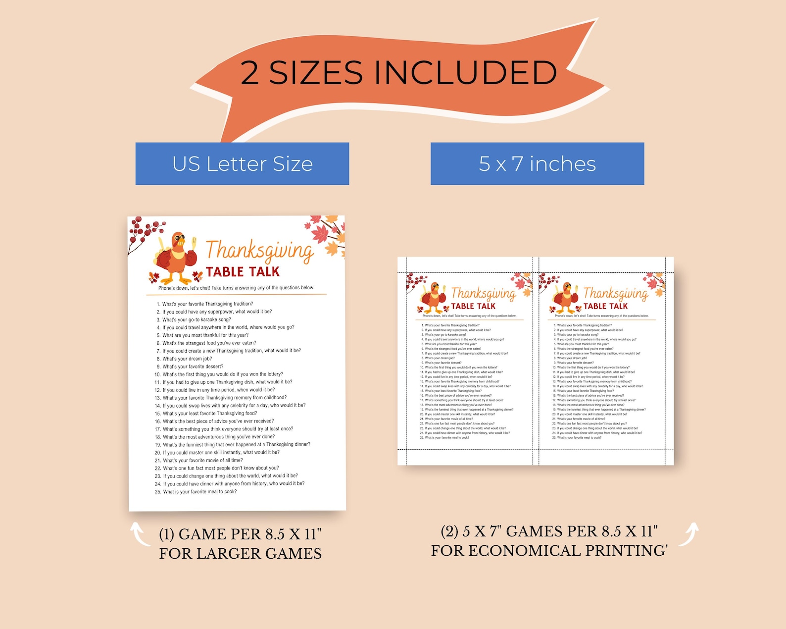 Thanksgiving Table Talk, Thanksgiving Game, Conversation Starters ...