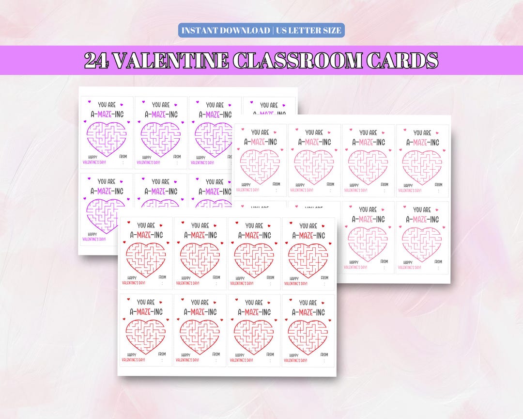 Maze Valentine Cards Printable, Kids Valentines Classroom Exchange ...