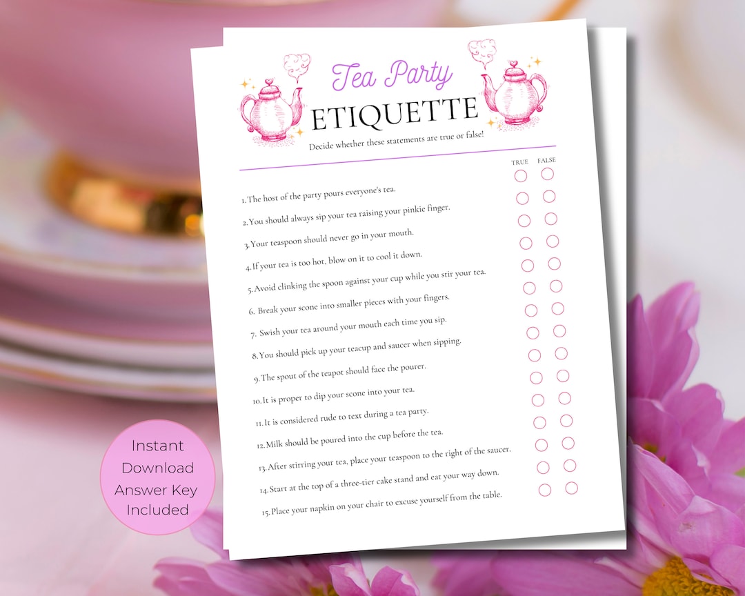 Tea Etiquette Game | Ladies Tea Party Activity (digital Download) - Etsy