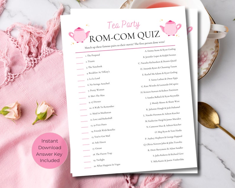 Tea Party Trivia Games | Tea Party Games Printable | Tea Party ...