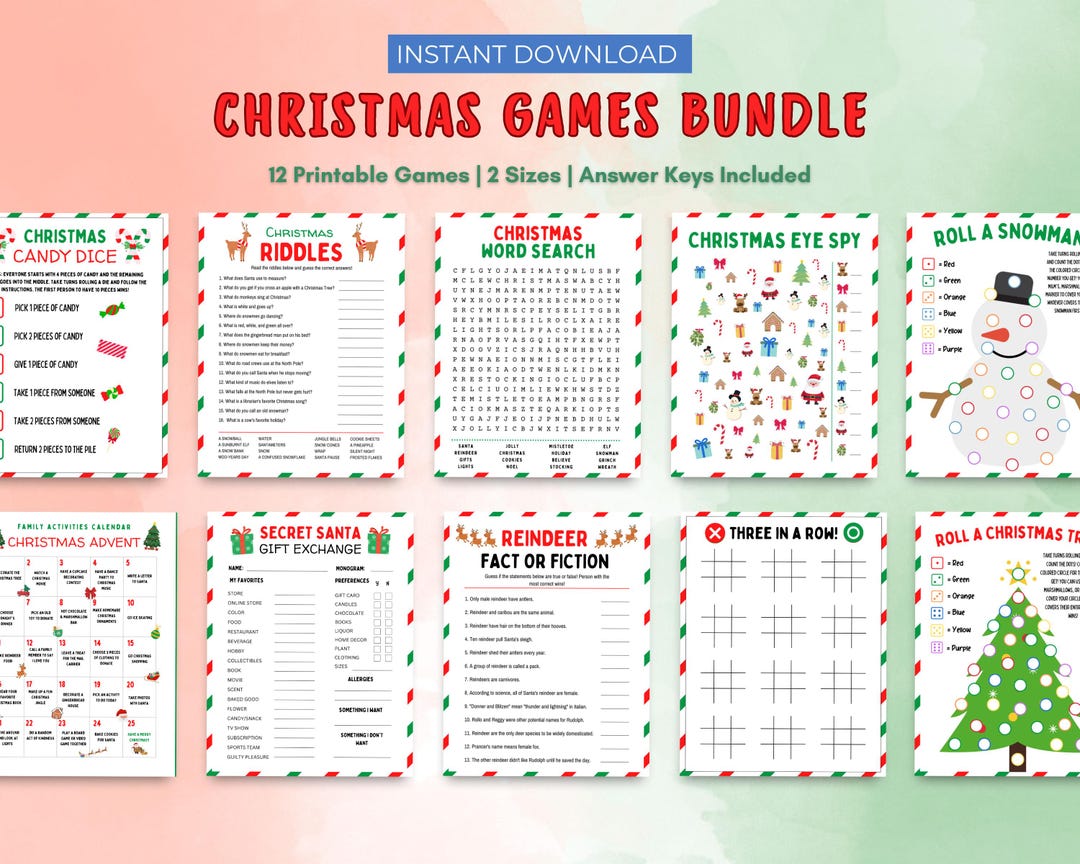 Christmas Games Bundle Printable, Christmas Trivia Games, Christmas ...