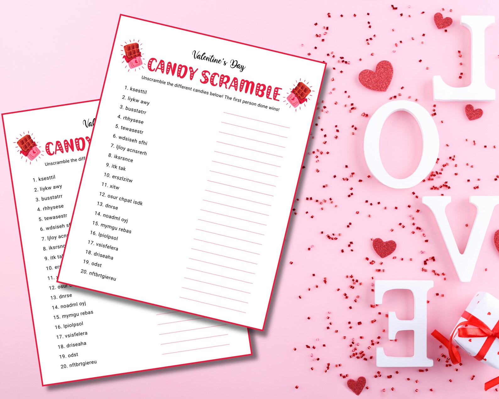 Valentine's Day Candy Scramble, Valentine's Party Game, Valentine's ...