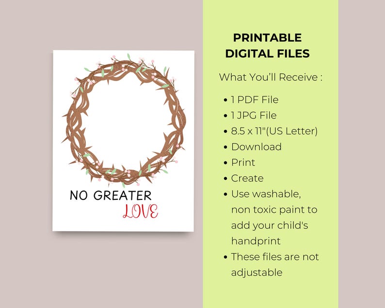 No Greater Love Handprint Craft: Christian Easter Activity (PDF & JPG ...