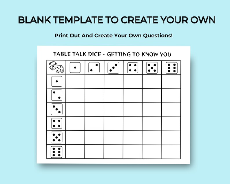 Getting to Know You Games | Dice Breaker Game | Table Talk Questions | Conversation Starters ...