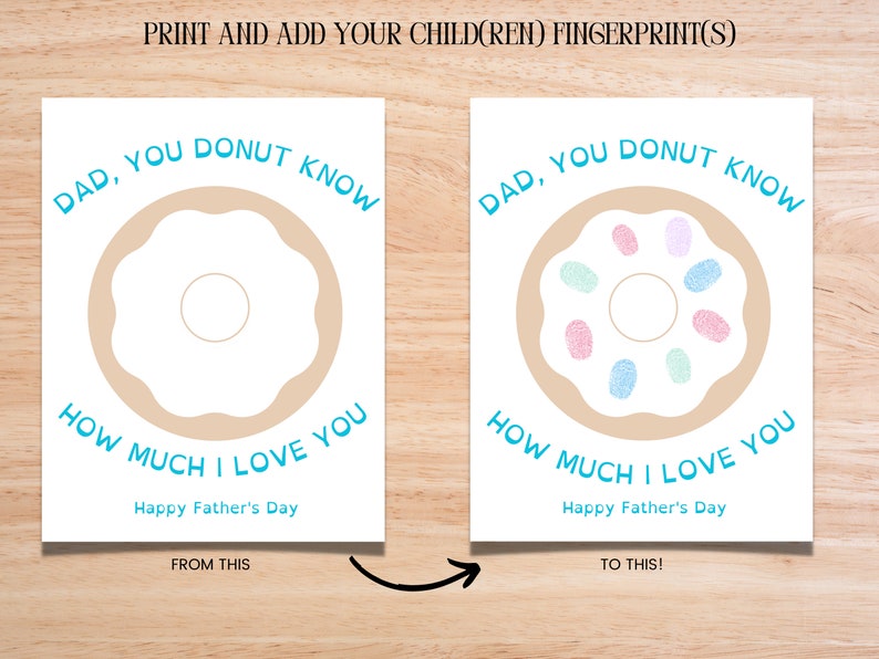 Fathers Day Fingerprint Craft | Donuts With Dad Craft | Fingerprint Art ...