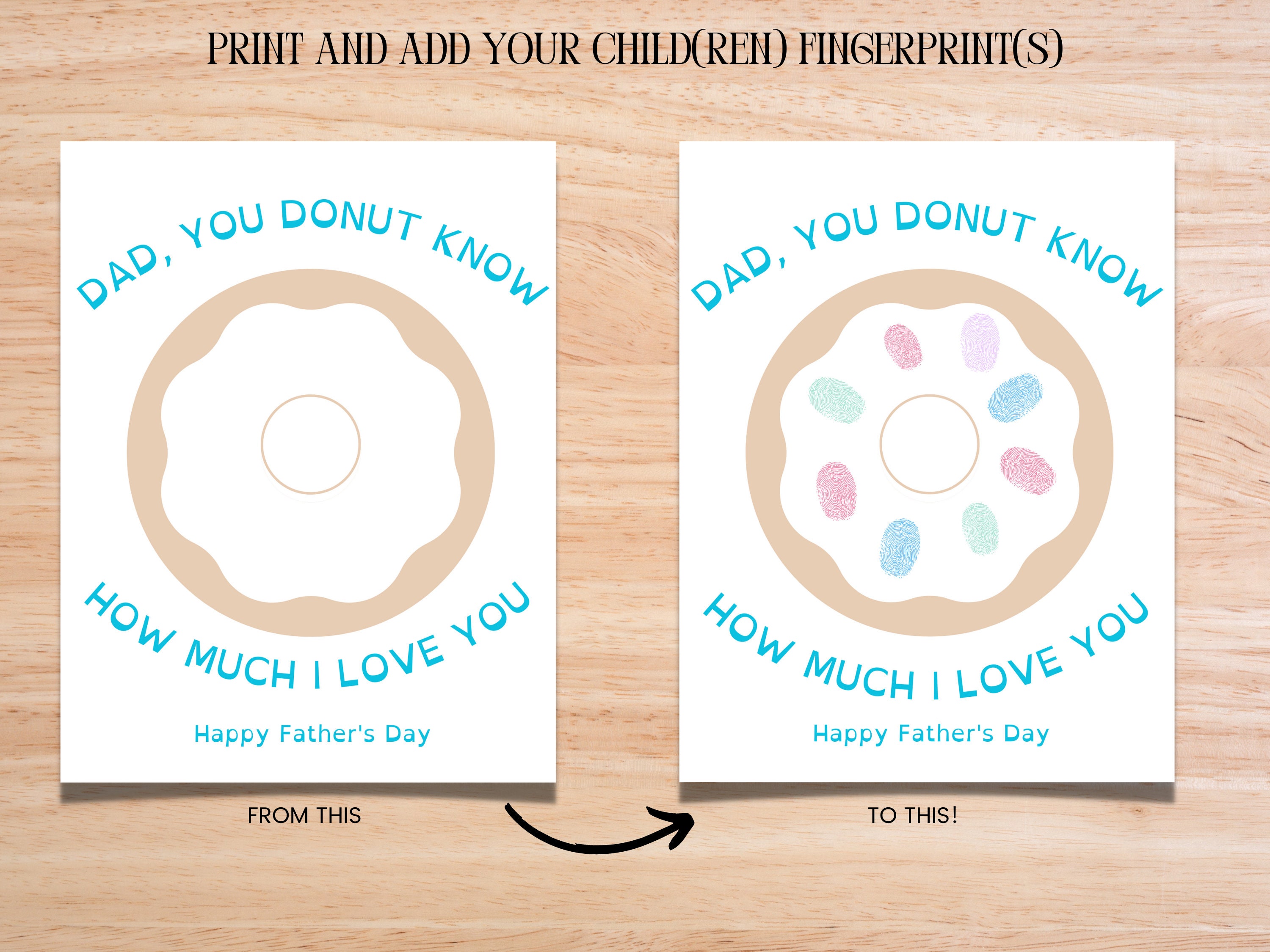 Fathers Day Fingerprint Craft | Donuts With Dad Craft | Fingerprint Art ...