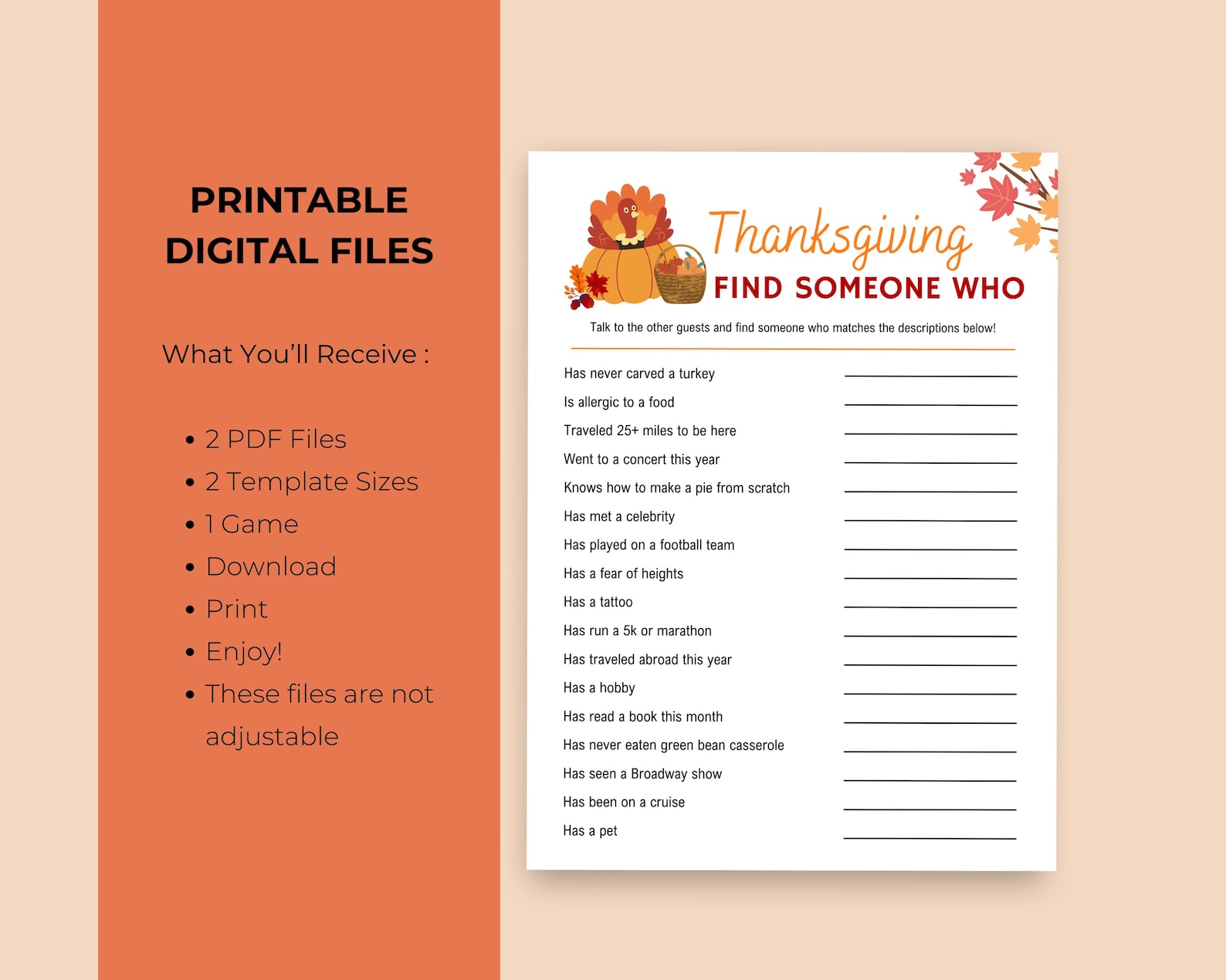 Thanksgiving Find Someone Who, Thanksgiving Game Printable, Family ...