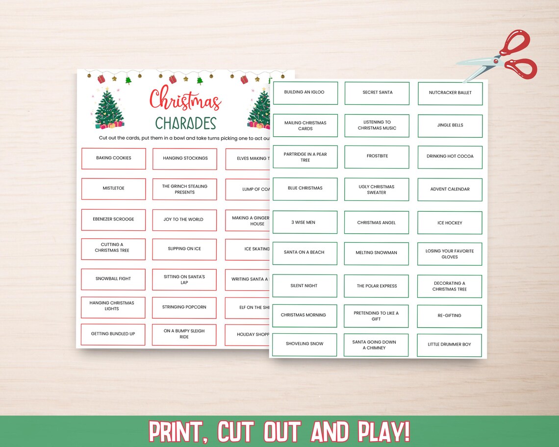 Christmas Charades, Fun Family Christmas Game, Christmas Pictionary ...