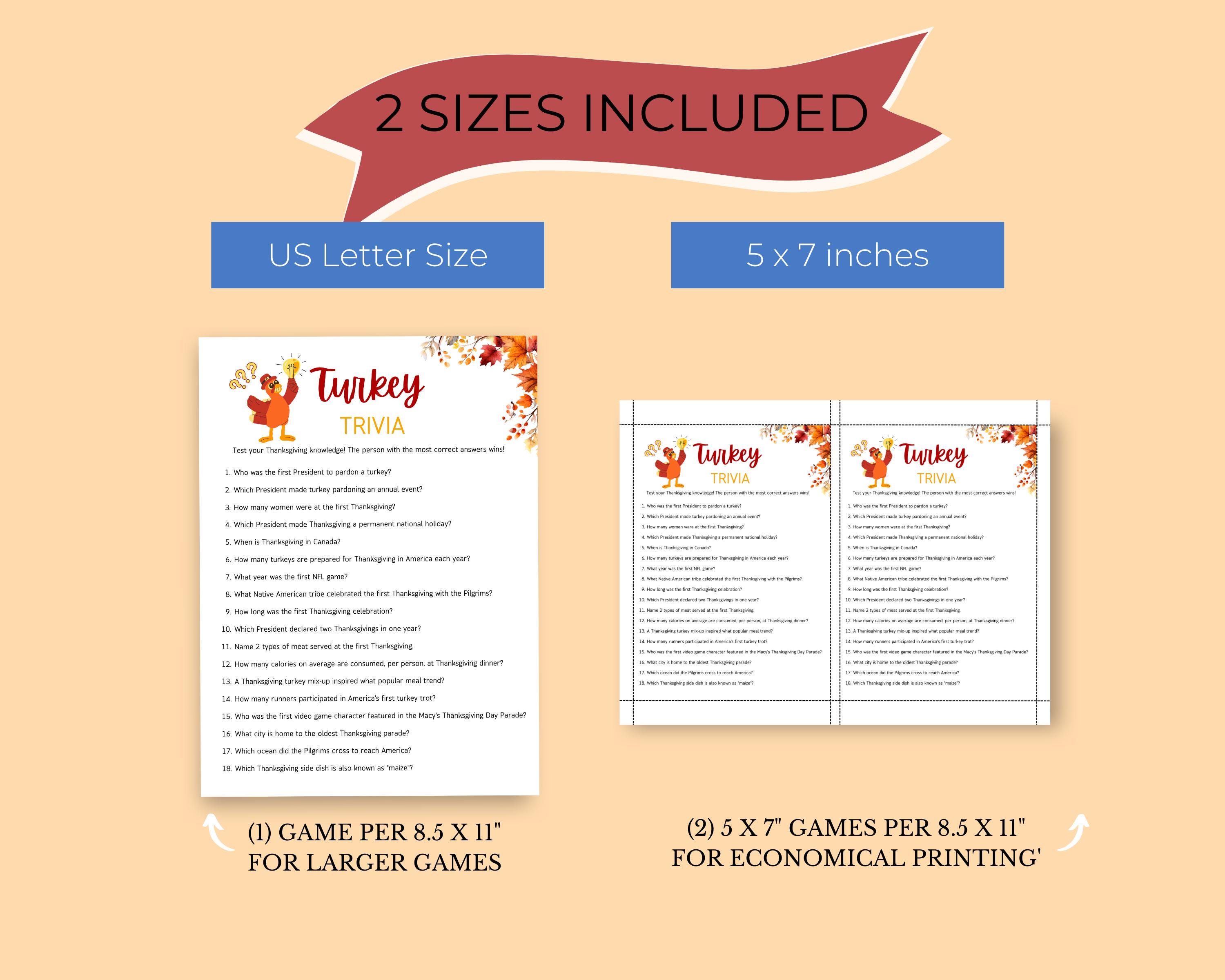 Thanksgiving Trivia, Thanksgiving Game, Thanksgiving Games Adult ...