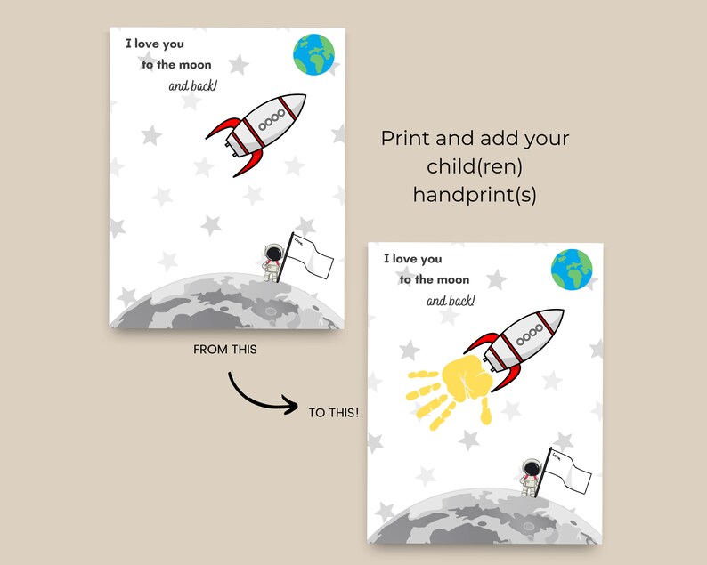I Love You to the Moon and Back Handprint Handprint Art for Dad Rocket ...