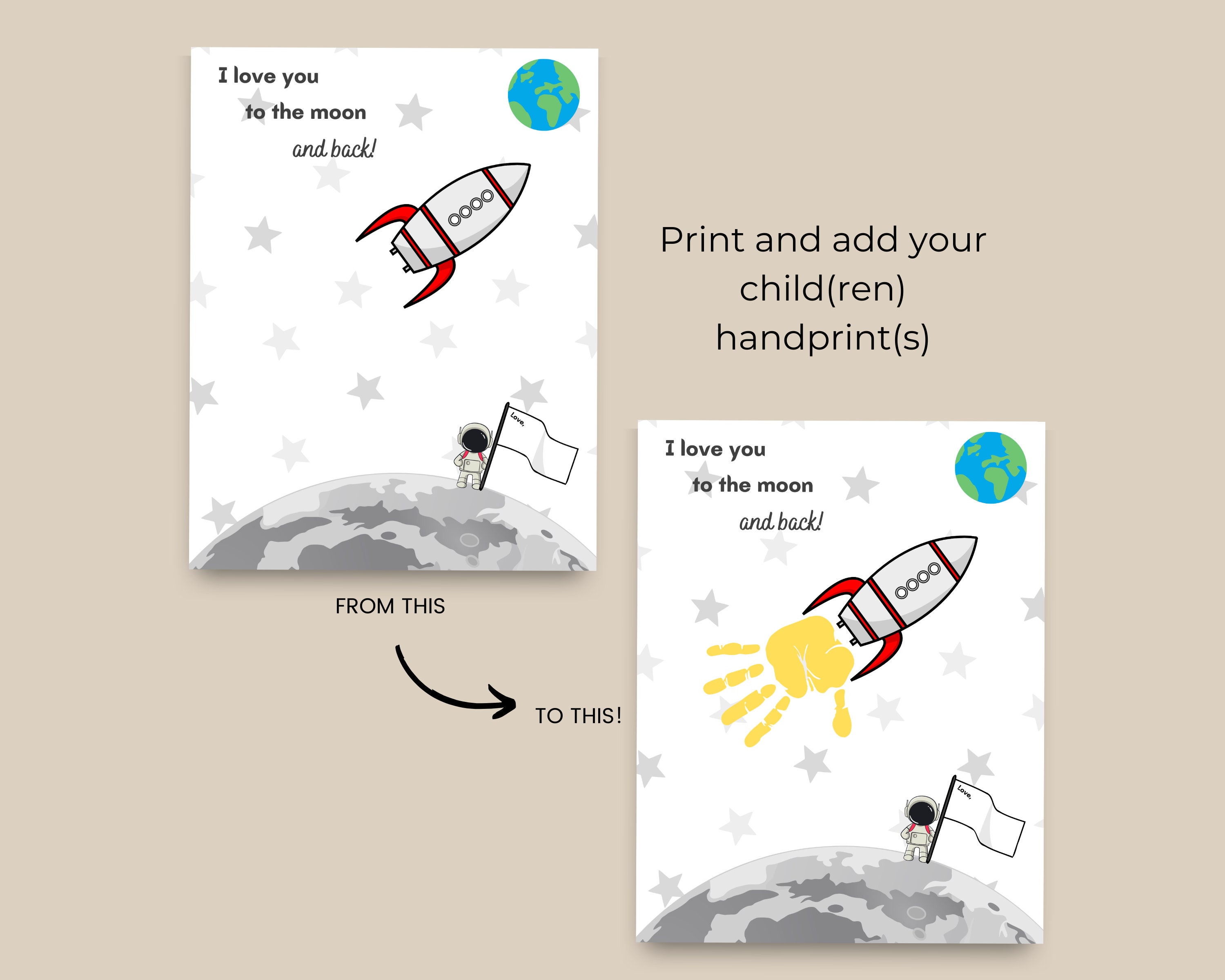 I Love You to the Moon and Back Handprint Handprint Art for Dad Rocket ...